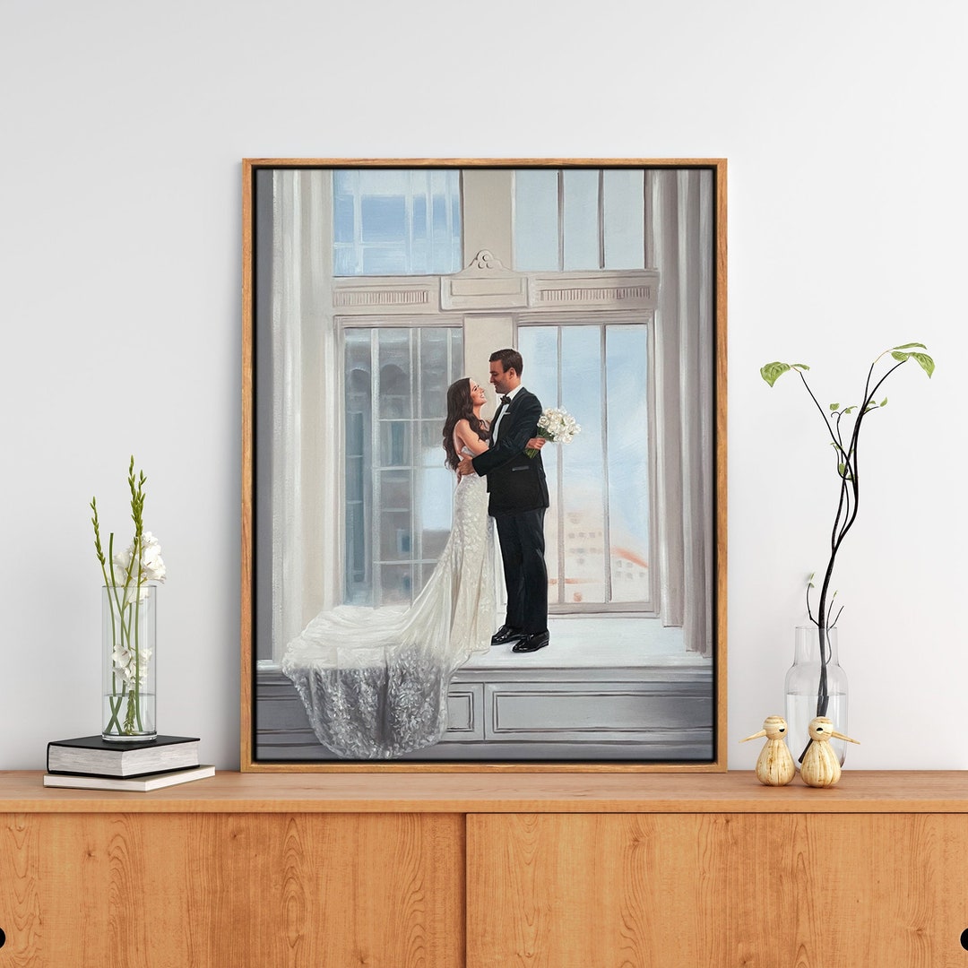 Custom Wedding Portrait on Canvas, Wedding Painting From Photo, Framed ...