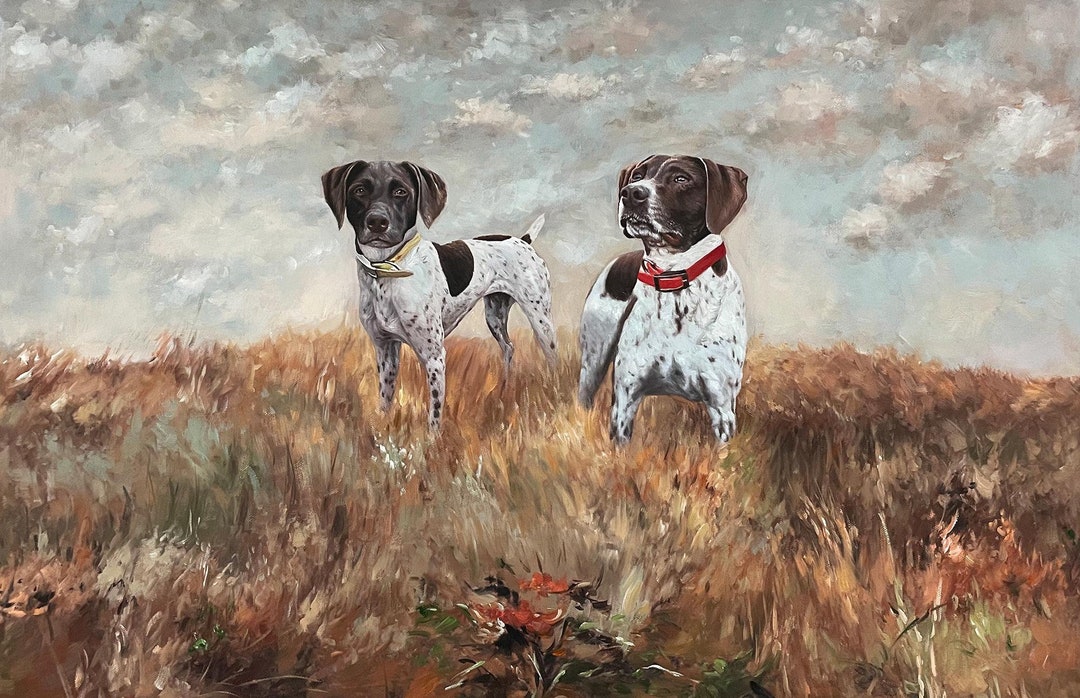 Custom Pet Painting on Canvas,hunting Dog Portrait From Photo,dog ...