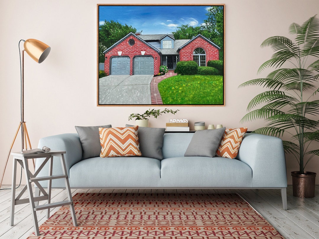 Custom House Portrait With Frame,house Painting on Canvas,personalized ...