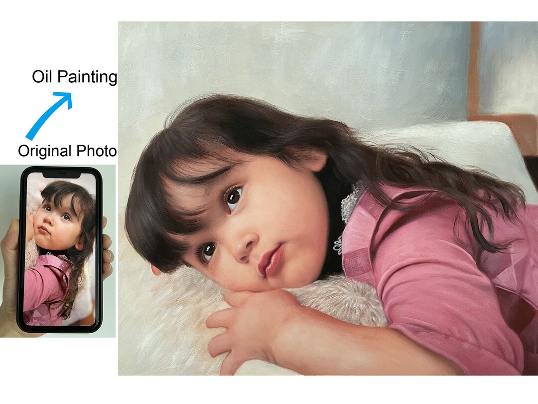 Custom Hand-painted Portrait Painting, Personalized Baby Portrait From ...