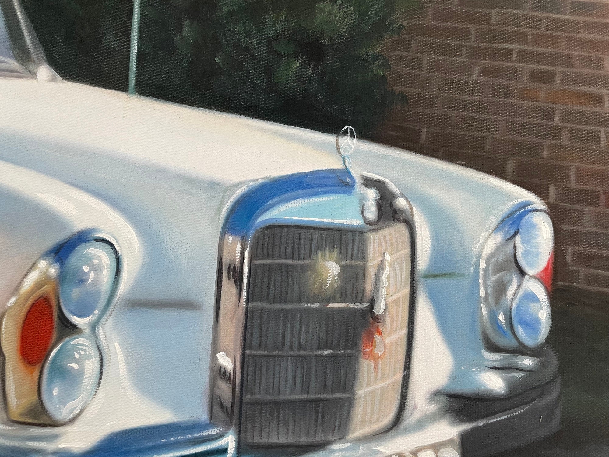 Custom Car Portrait Painting, Hand Painted Car Oil Painting, Classic ...