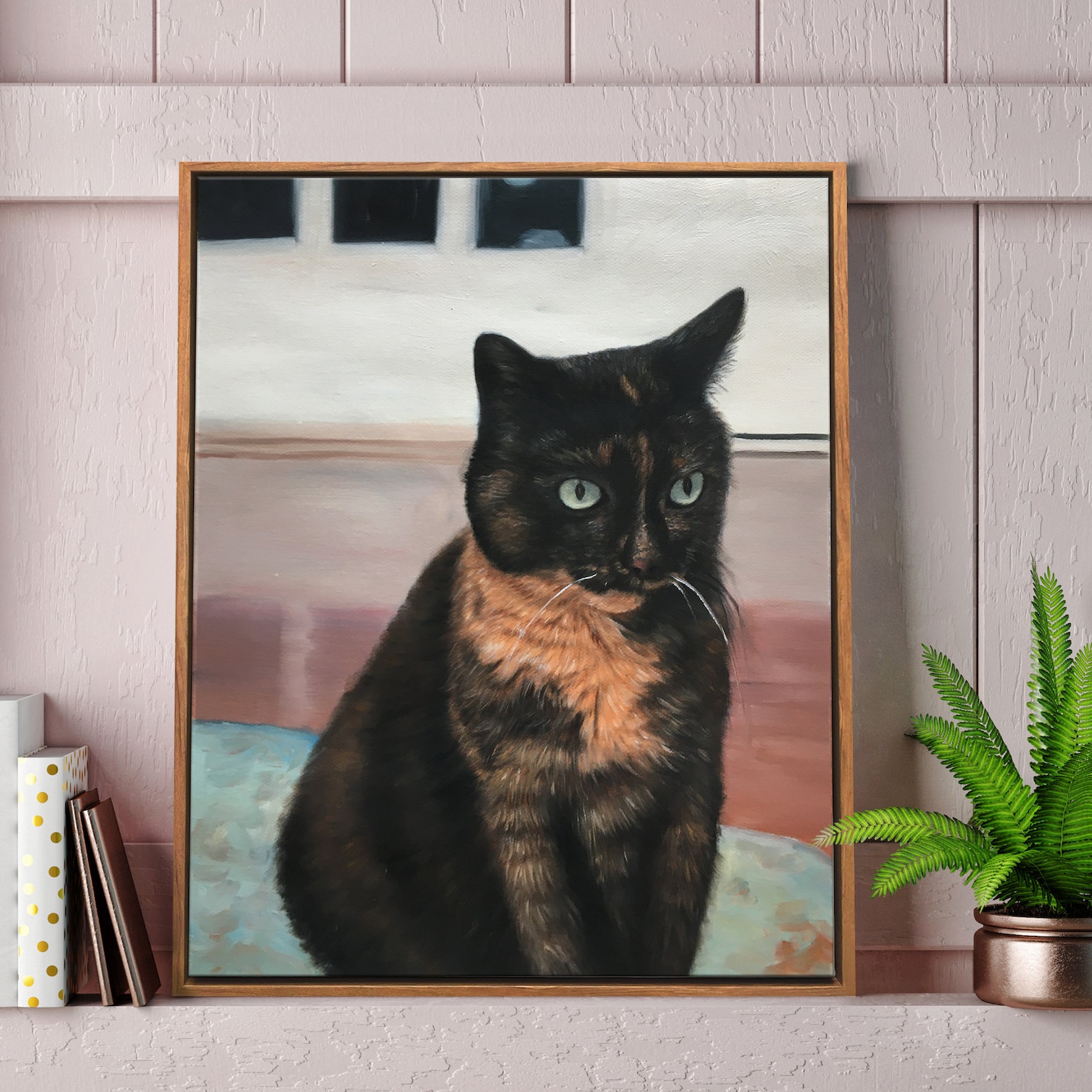Pet Portrait Painting, Framed Cat Wall Art, Custom Cat Portrait ...