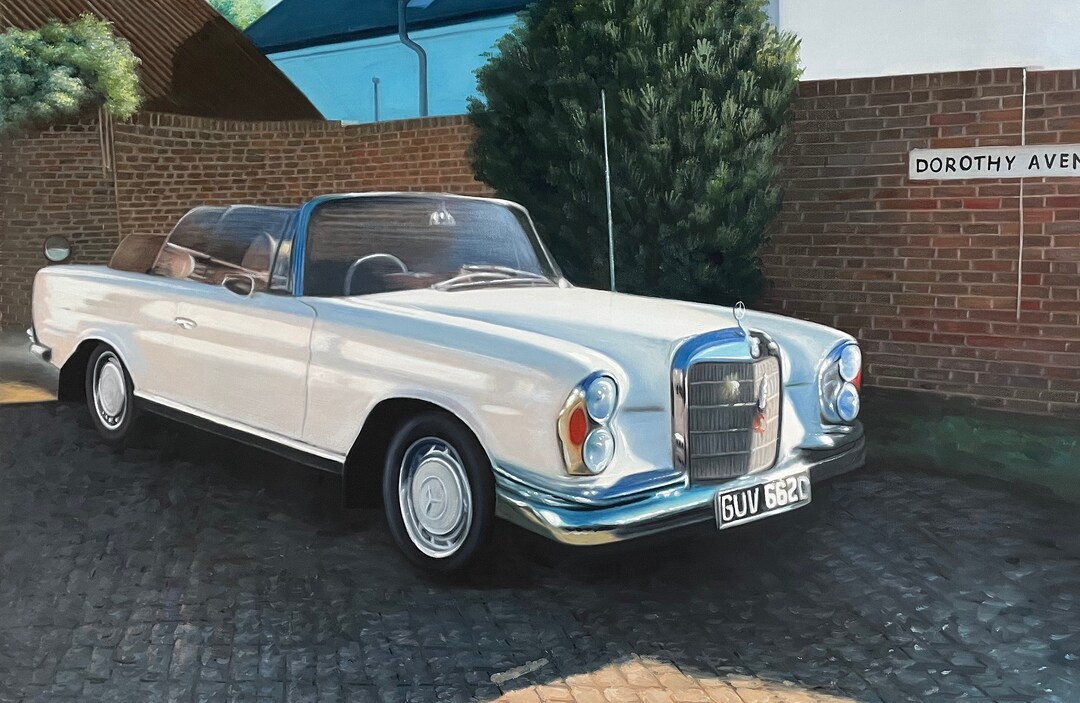 Custom Car Portrait Painting, Hand Painted Car Oil Painting, Classic ...