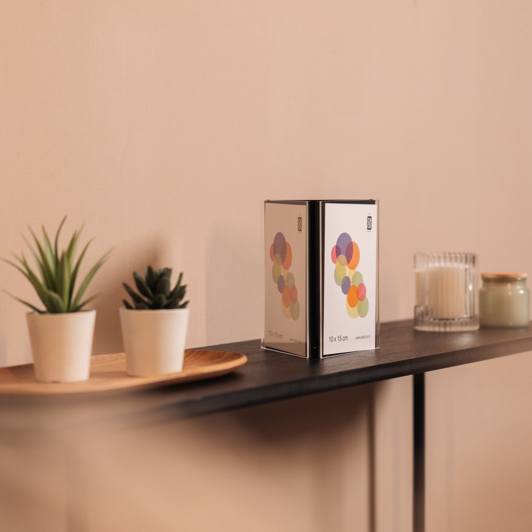 Sleek Triangle Methacrylate Photo Frame Featuring a Stylish White or ...