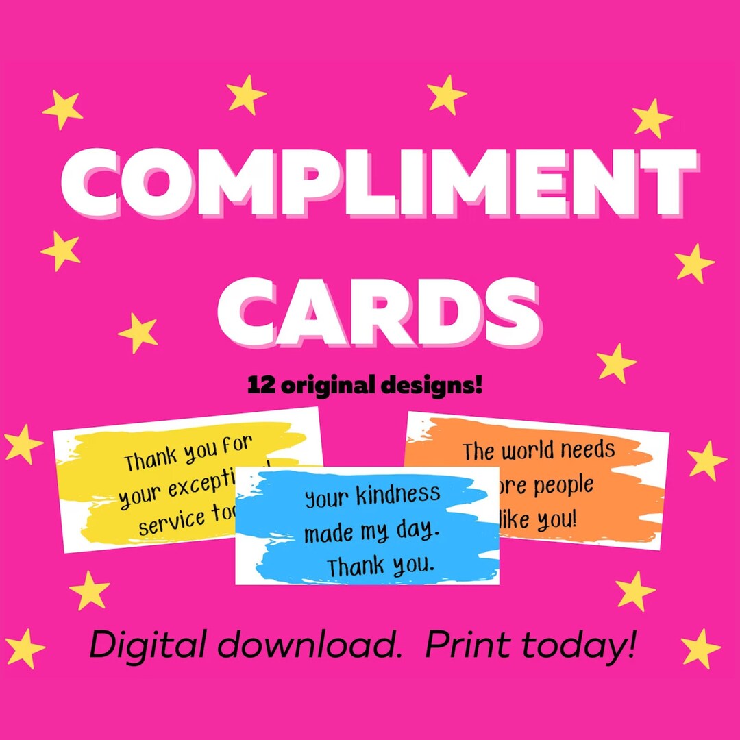 Printable Compliment Kindness Cards * Thank You Service Worker ...