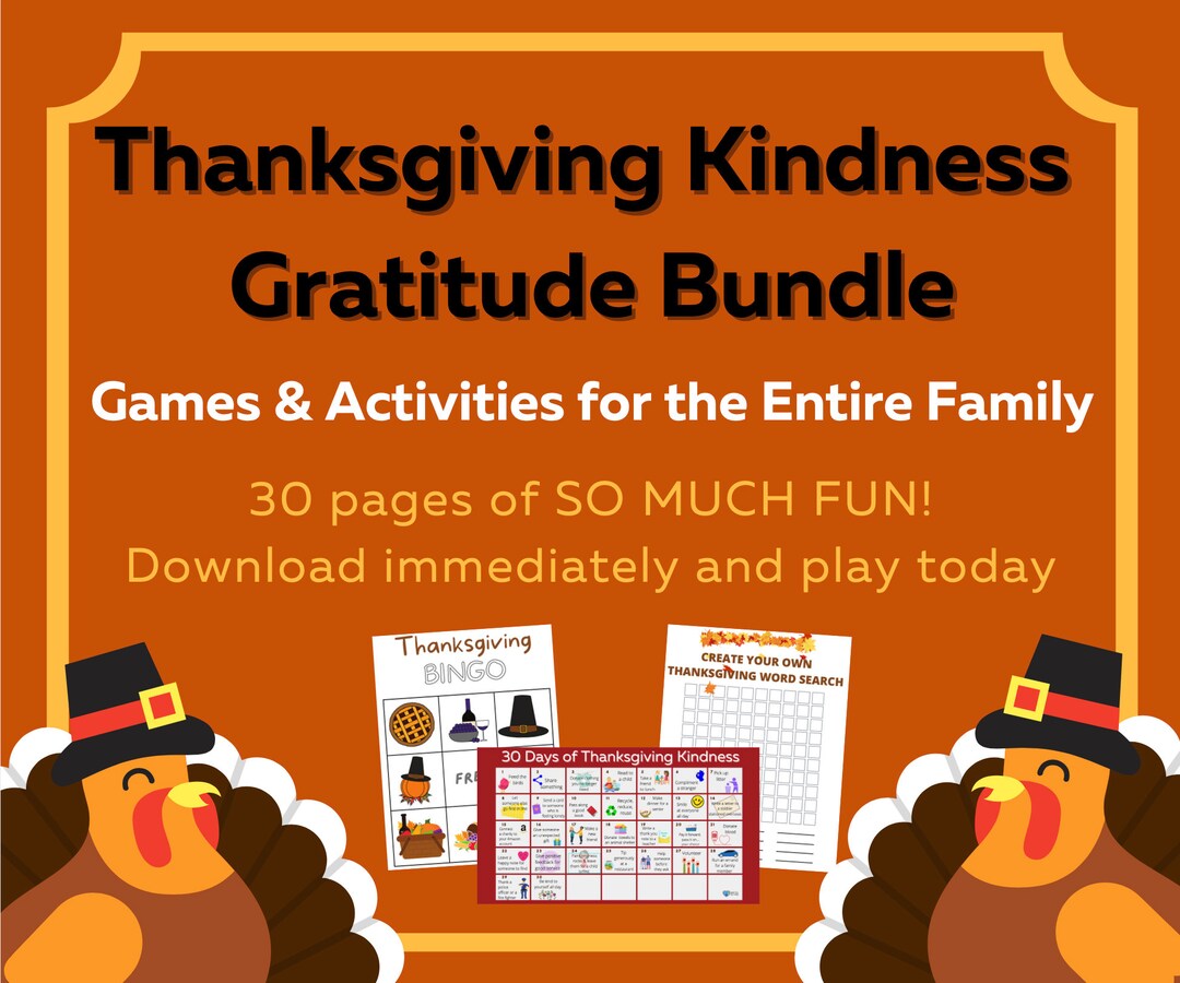 Family Kids Thanksgiving Kindness Gratitude Bundle Thankfulness Kind ...