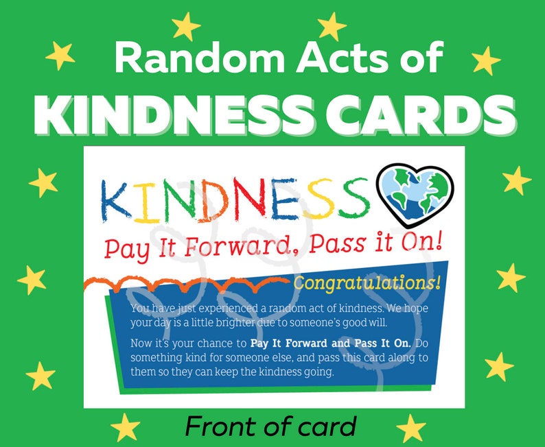 Printable Random Acts of Kindness Cards pay It Forward Pass - Etsy
