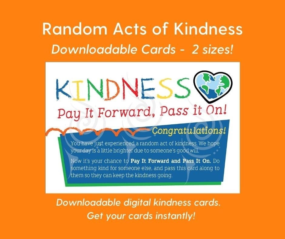 Printable Random Acts of Kindness Cards Pay-It-Forward | Etsy