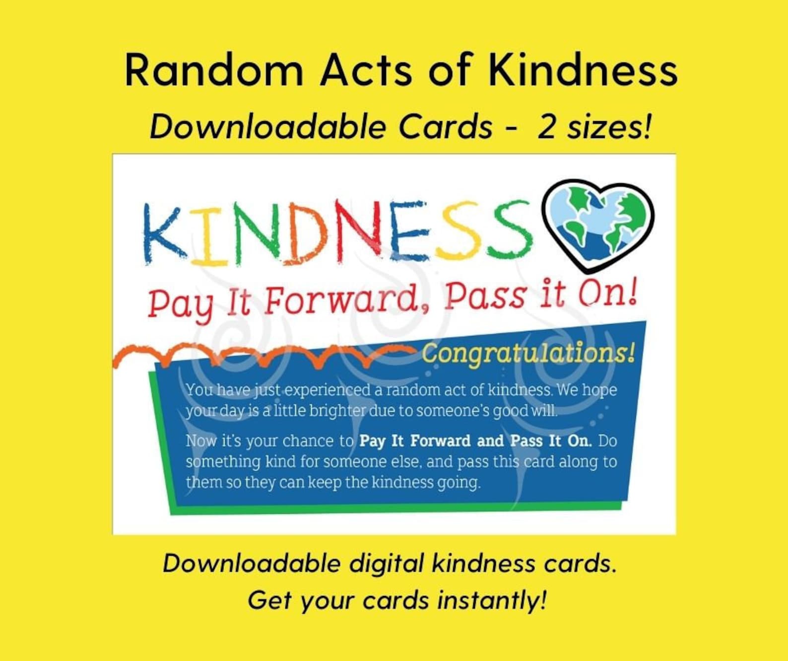 Printable Random Acts of Kindness Cards Pay-It-Forward | Etsy