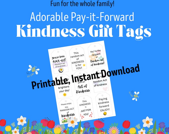 Acts of Kindness Gift Tags. Instant Download Printable. Rustic Labels ...
