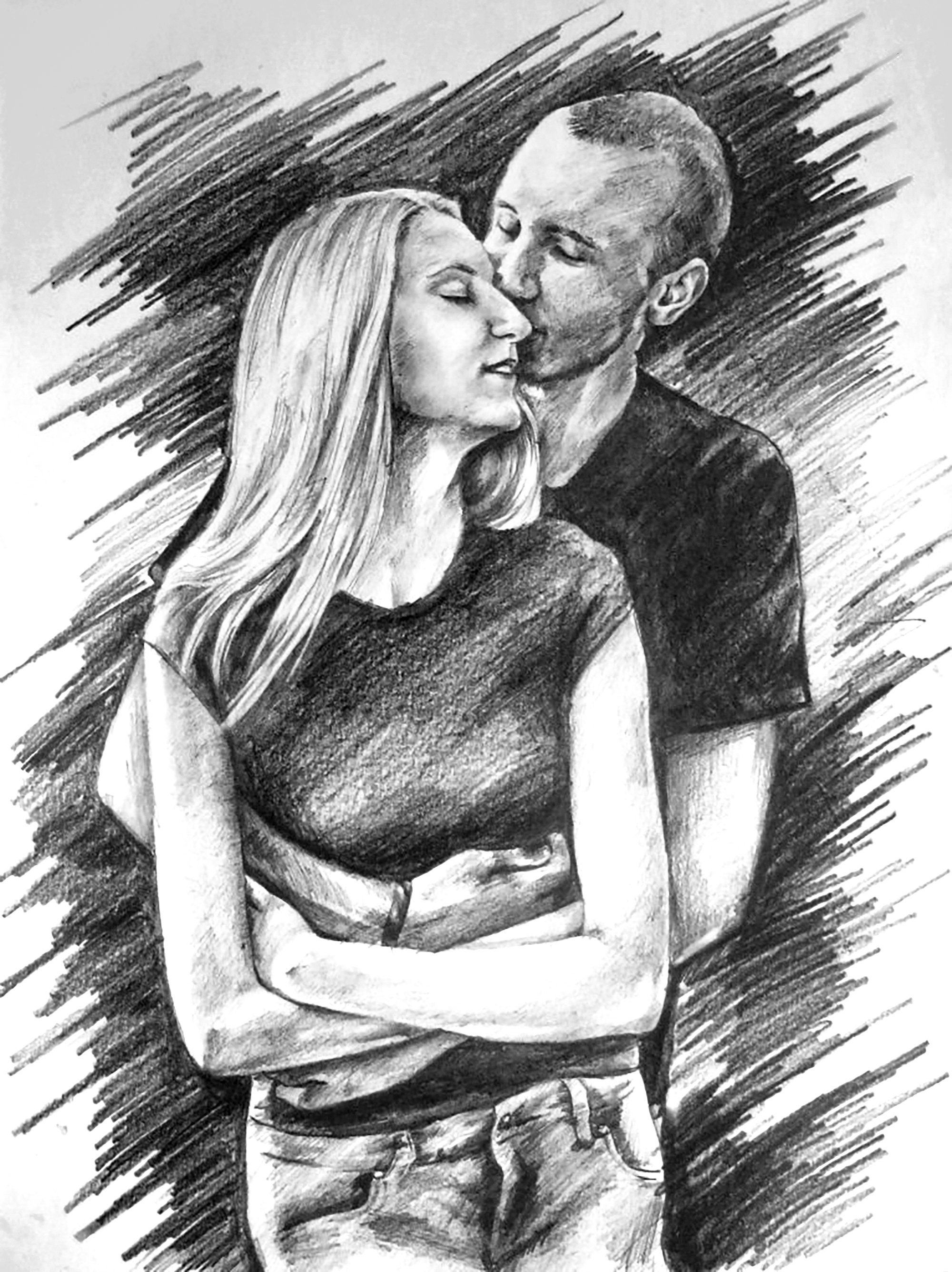 Custom Pencil Portrait Couple Portrait Drawing From Photo | Etsy