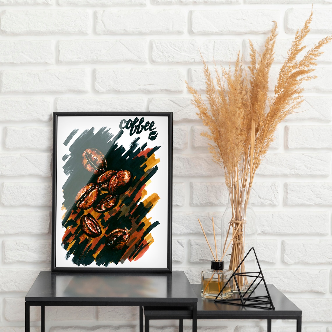 Coffee Beans Digital Poster Drawing With Markers Download - Etsy