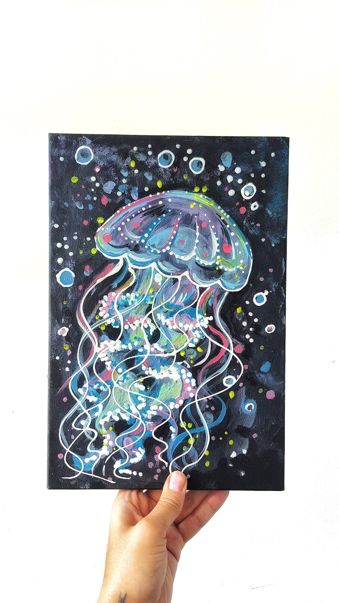 Original Acrylic Jellyfish Painting: Shimmering Coastal Wall Art - Etsy