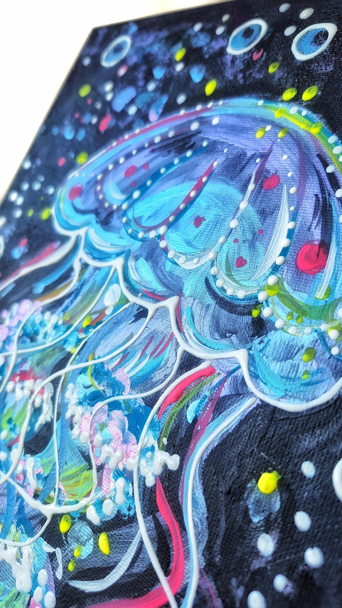 Original Acrylic Jellyfish Painting: Shimmering Coastal Wall Art - Etsy