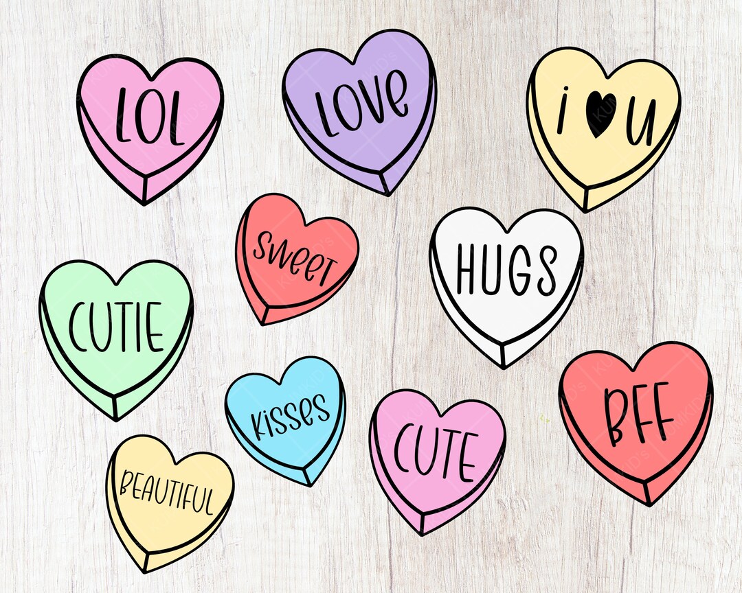 Candy Hearts SVG, Valentine's Day Candy Hearts Svg, DIY Hearts ...
