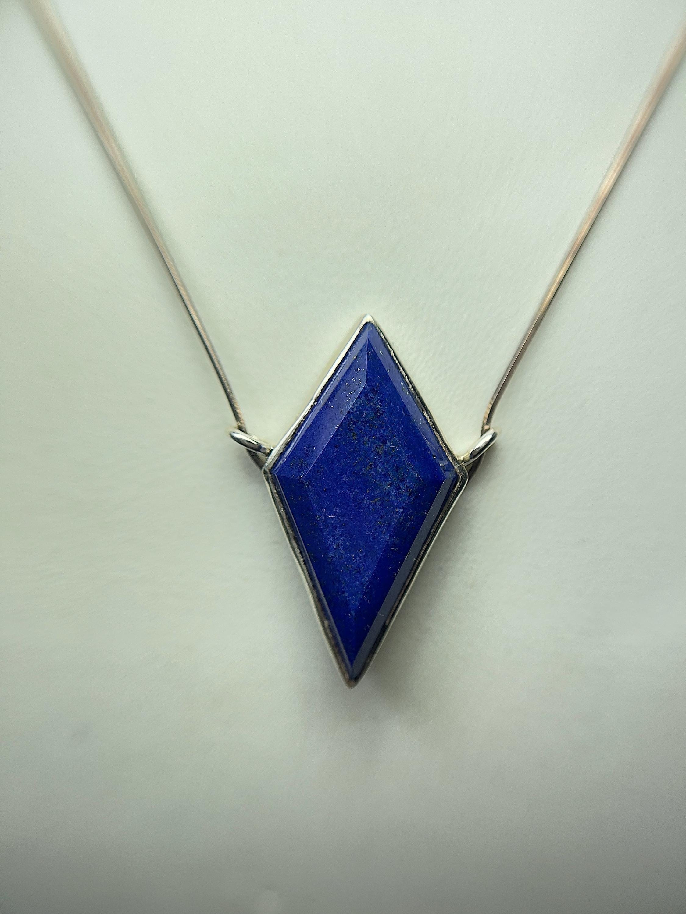 Blue Lapis Lazuli Kite Necklace: 925 Sterling Silver Chain Pendant - Etsy