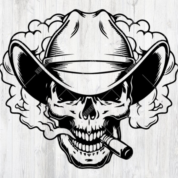 Smoking Skull Svg - Etsy