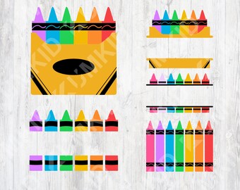 Crayon Split Monogram Svg, Teacher Crayon Svg, School Svg, Crayon Shirt ...