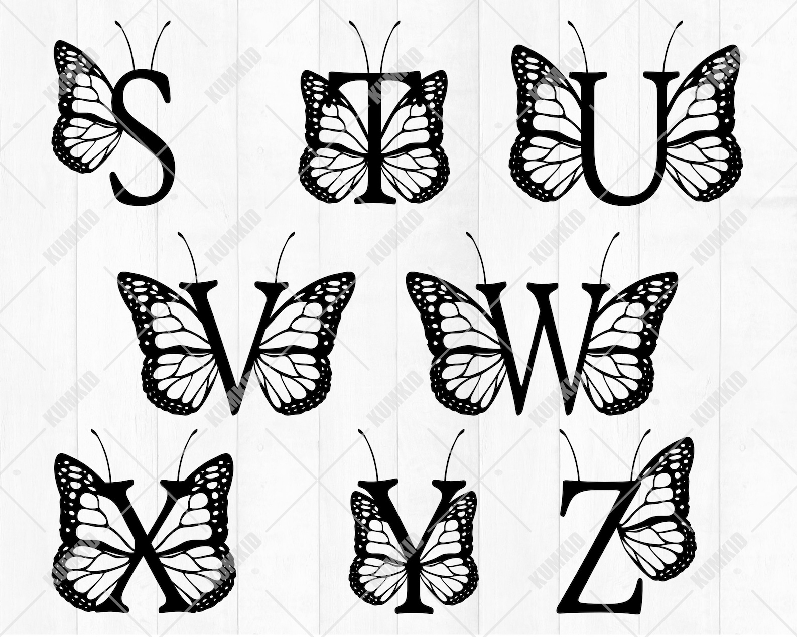 Butterfly Letter Butterfly Monogram Alphabet SVG Monogram | Etsy