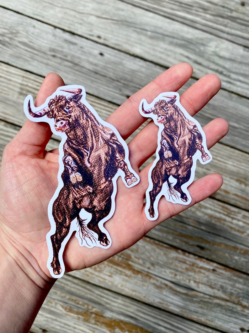 Bull Sticker, Original Colored Pencil Drawing Spain Bullfighting Animal ...