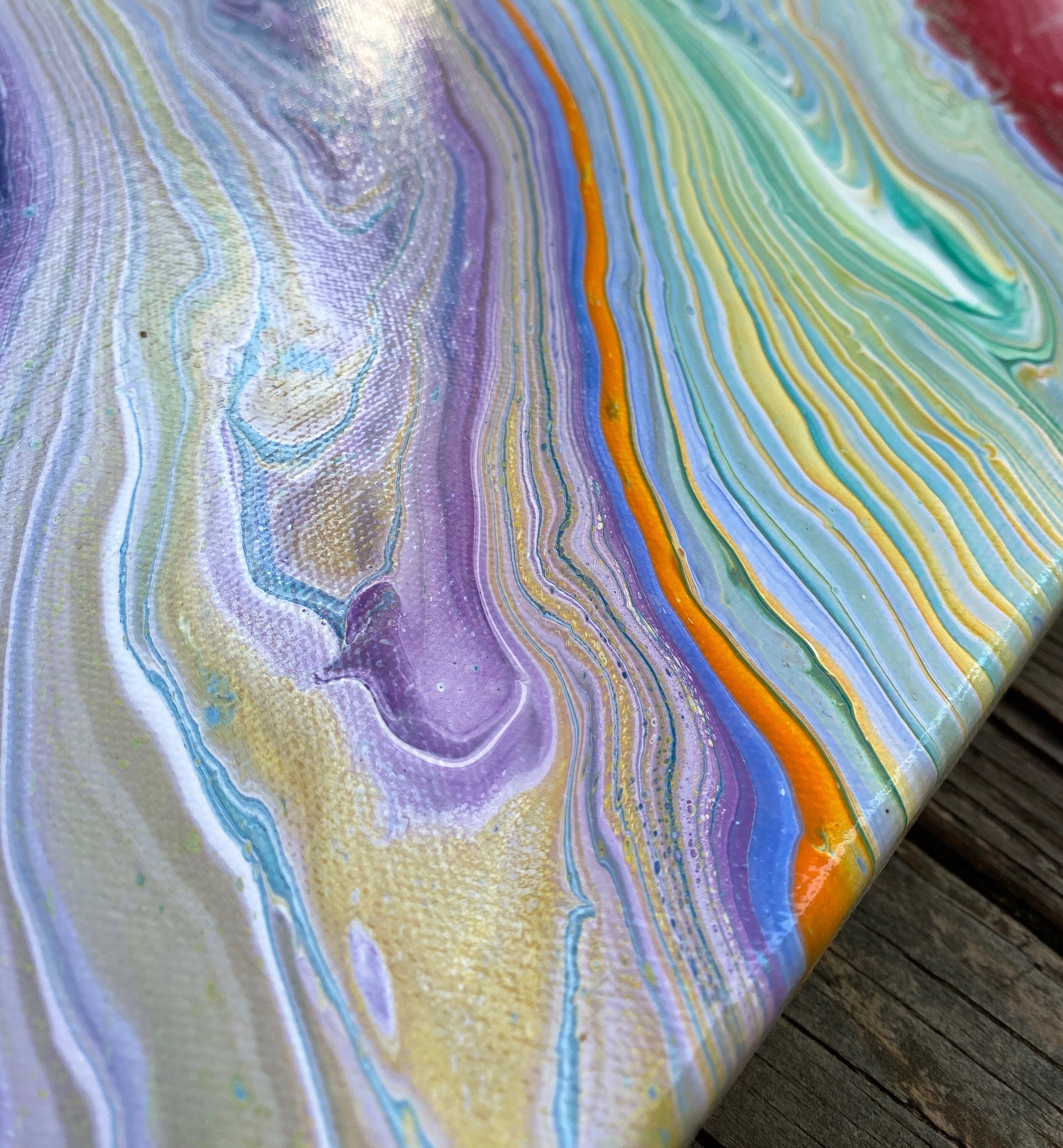 12x24 Pastel Rainbow Acrylic Pour Abstract Fluid Art - Etsy