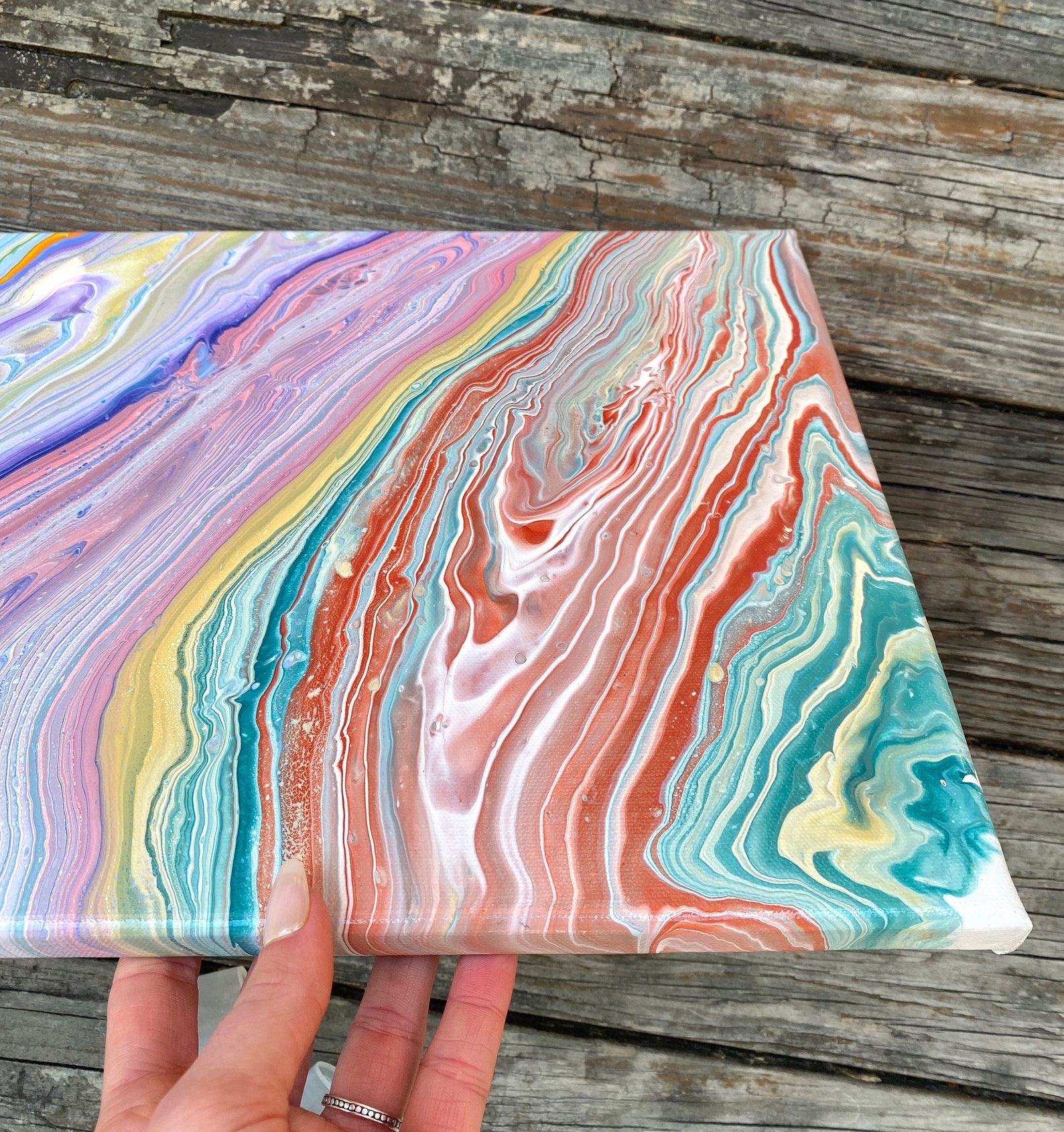 12x24 Pastel Rainbow Acrylic Pour Abstract Fluid Art - Etsy