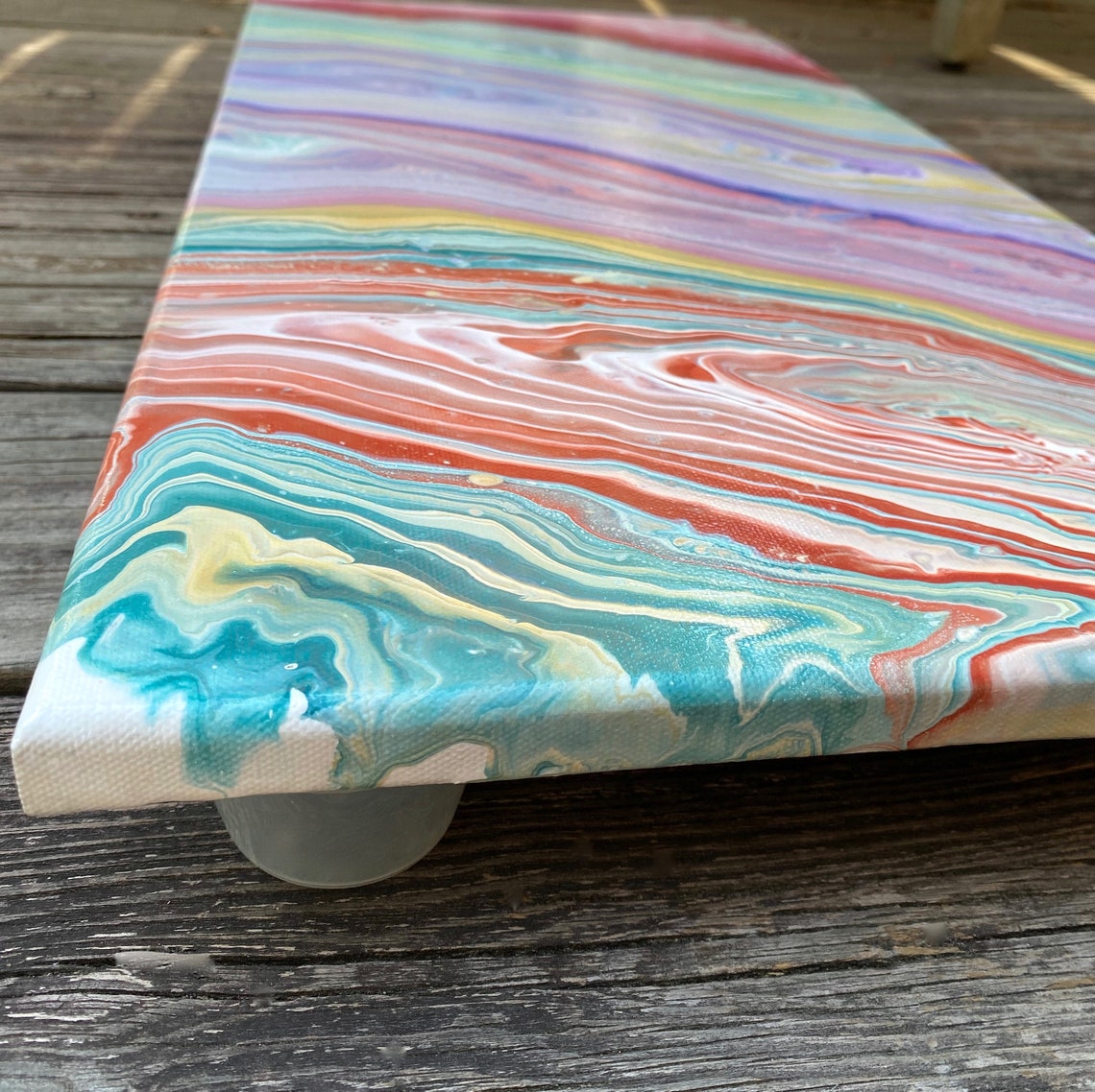 12x24" Pastel Rainbow Acrylic Pour Abstract Fluid Art Original Painting ...