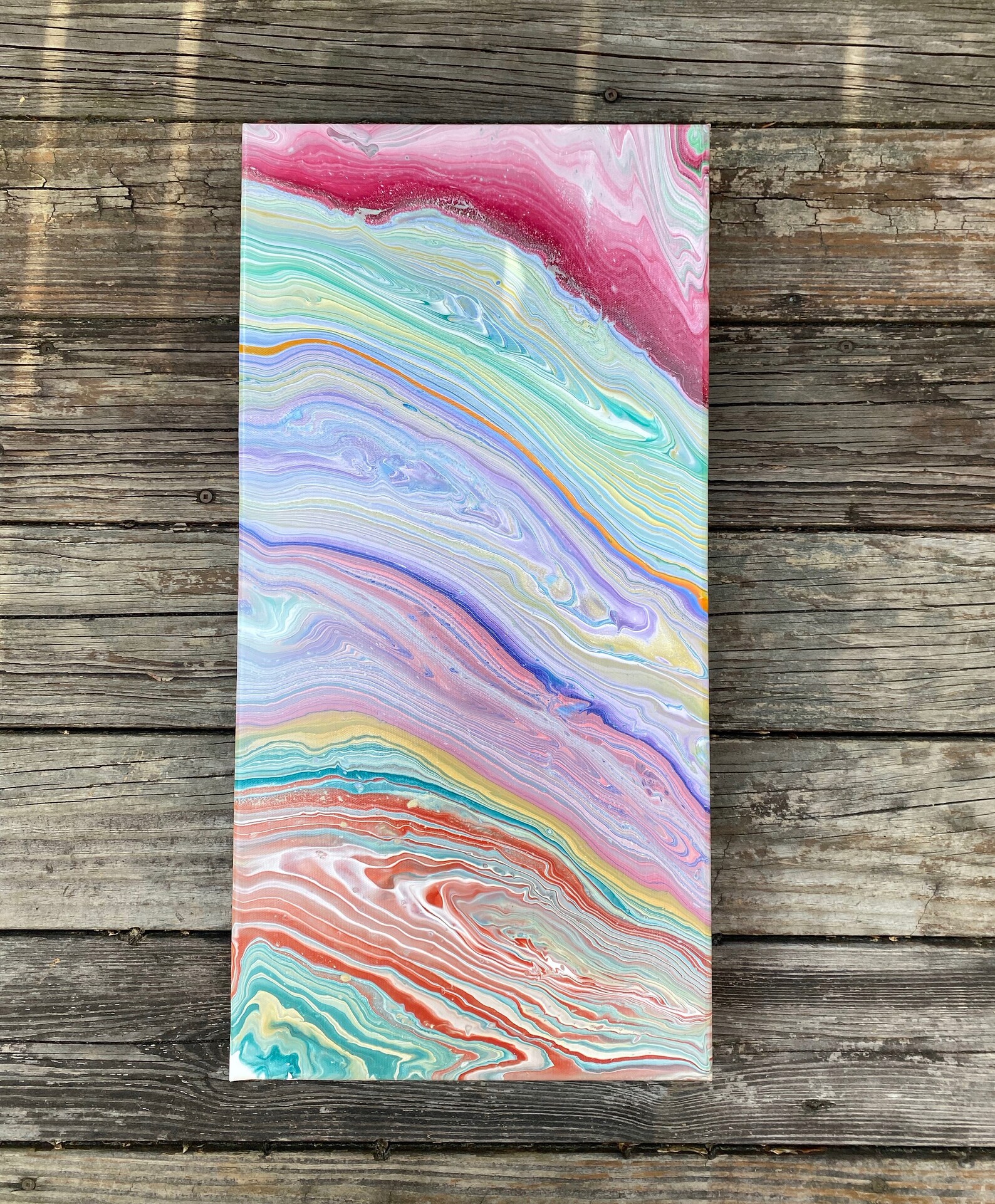 12x24 Pastel Rainbow Acrylic Pour Abstract Fluid Art - Etsy