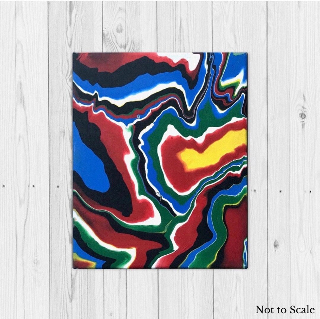8x10" Abstract Multicolor Acrylic Puddle Pour Original Painting Home ...