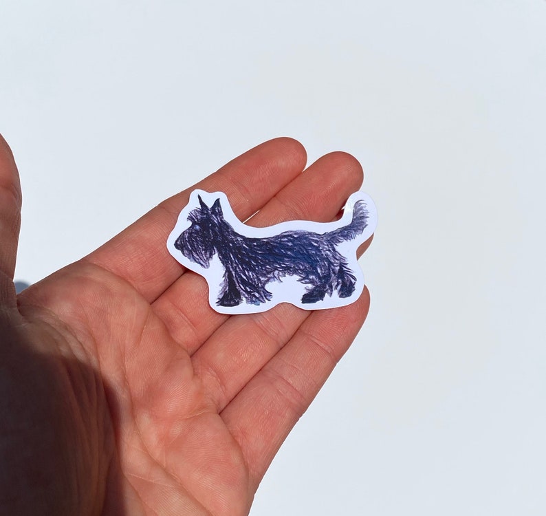 Scottie Sticker, Colored Pencil Dog Drawing, Pet Animal Art Laptop ...