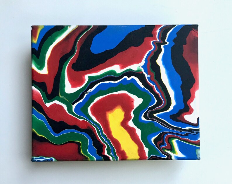 8x10" Abstract Multicolor Acrylic Puddle Pour Original Painting Home ...