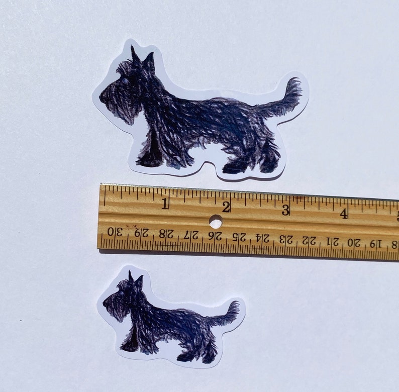 Scottie Sticker, Colored Pencil Dog Drawing, Pet Animal Art Laptop ...