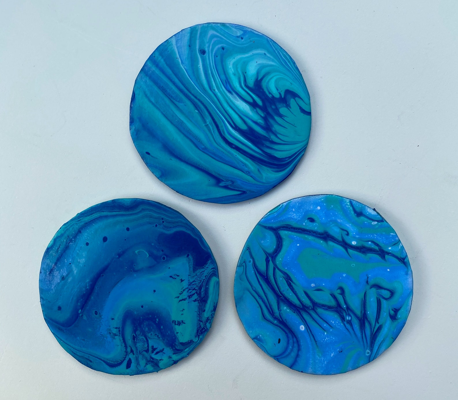 Blue Magnets Handmade One-of-a-kind Acrylic Pour Magnet Set of 3 Fluid ...