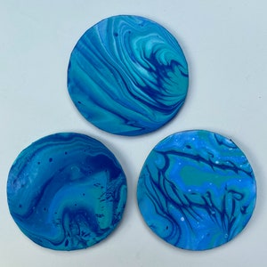 Blue Magnets Handmade One-of-a-kind Acrylic Pour Magnet Set of 3 Fluid ...