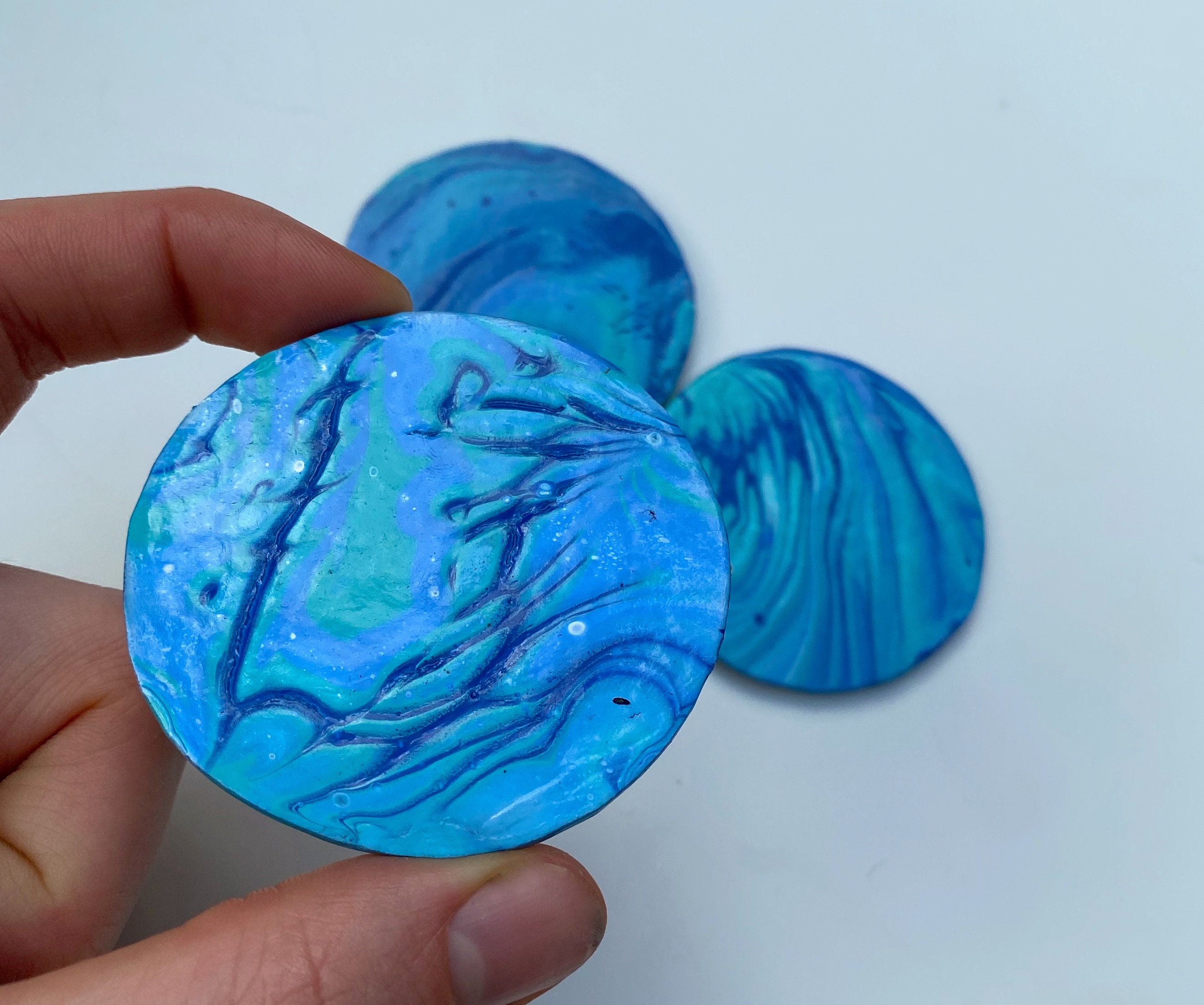 Blue Magnets Handmade One-of-a-kind Acrylic Pour Magnet Set of 3 Fluid ...