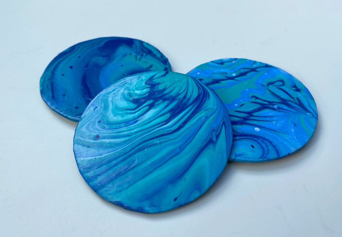 Blue Magnets Handmade One-of-a-kind Acrylic Pour Magnet Set of 3 Fluid ...