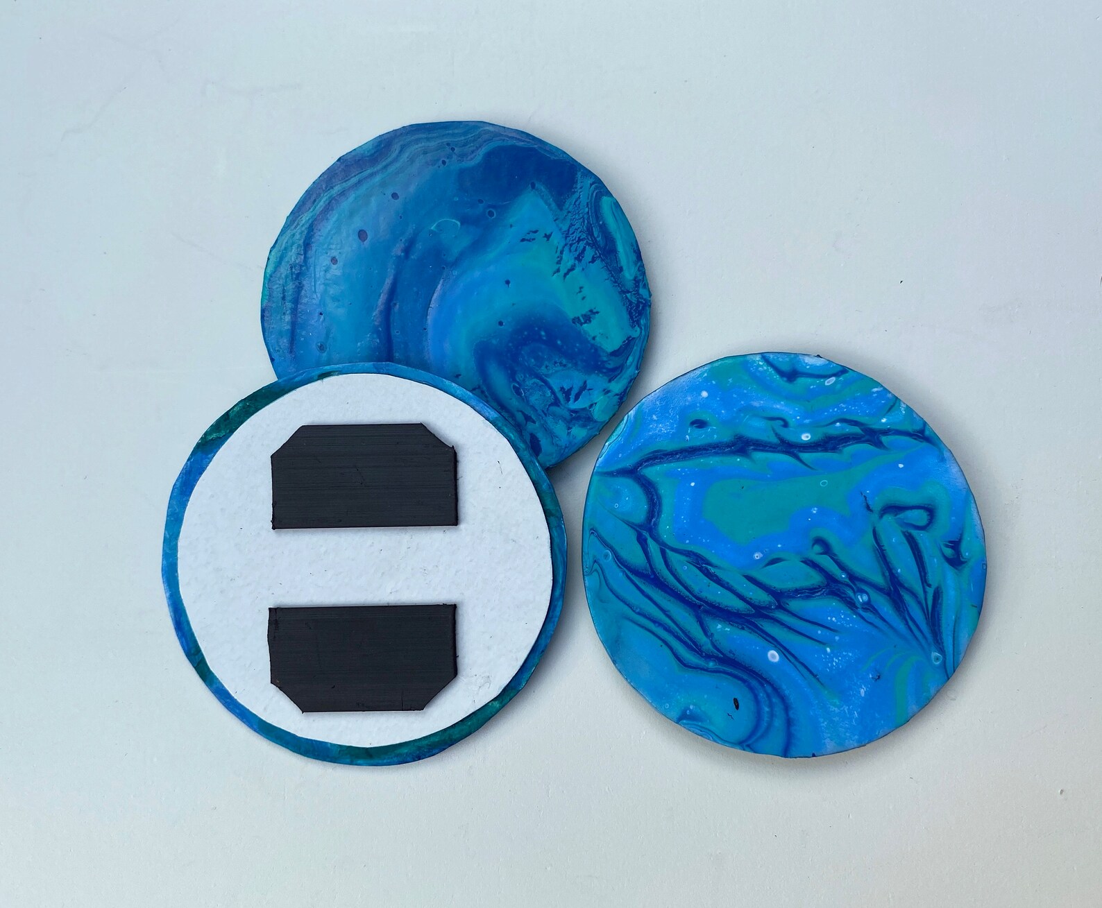 Blue Magnets Handmade One-of-a-kind Acrylic Pour Magnet Set of 3 Fluid ...