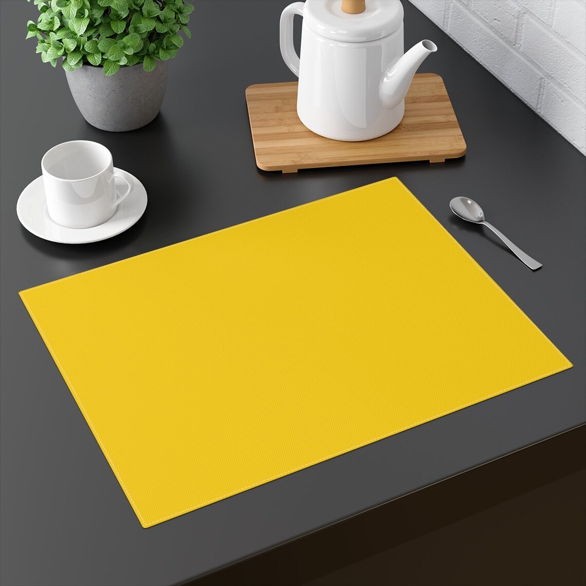 Solid Color Placemat, Plain Table Mat, All Yellow Orange Pink Red ...