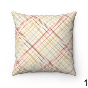 Outdoor Pink Plaid Fall Throw Pillow Cover Orange Autumn - Etsy
