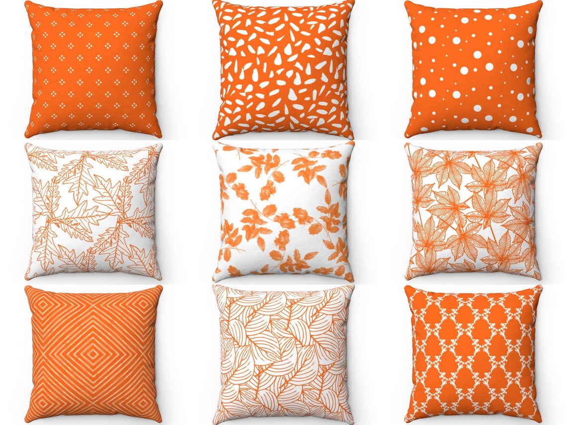 Orange Fall Outdoor Pillow Orange Leaf Throw Pillow Cover - Etsy