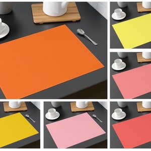 Solid Color Placemat, Plain Table Mat, All Yellow Orange Pink Red ...