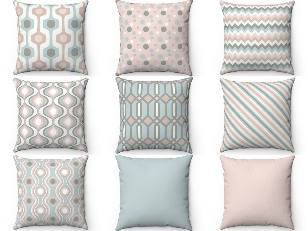 Pink and Blue Retro Throw Pillow Case Cover Indoor Couch Sofa - Etsy