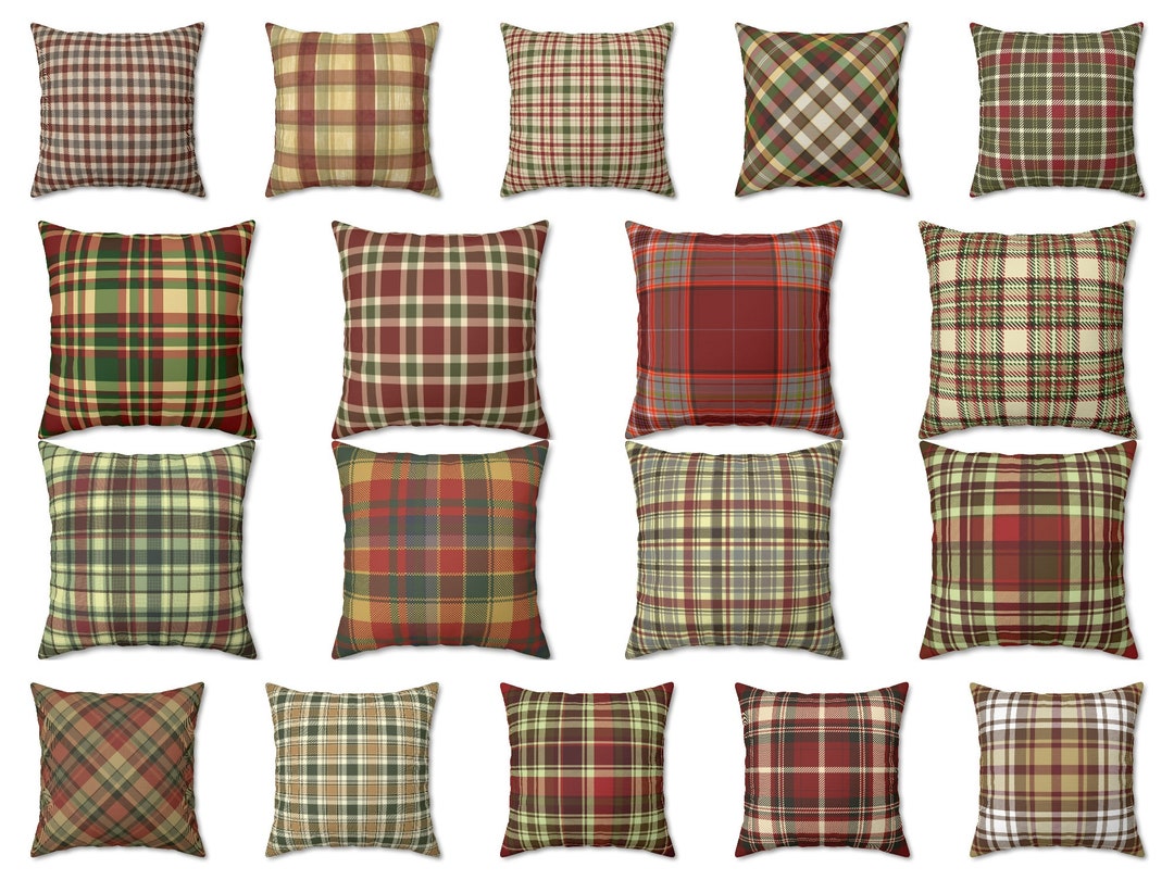 Christmas Plaid Pillow Red Green Tartan Plaid Pillow Cushion - Etsy