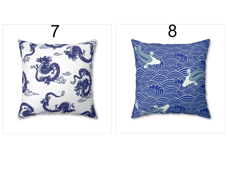 Blue Chinoiserie Pillow, Asian Inspired Pillow, Exotic Scenic Pillow ...