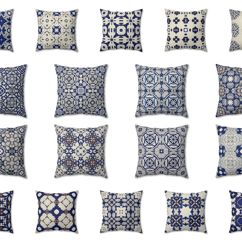 Blue Pattern Pillow Cover - Etsy