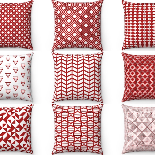 Red Geometric Pillow - Etsy