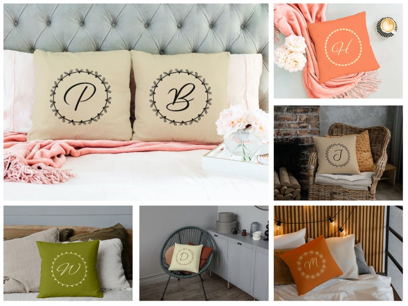 Initial Throw Pillow Cover Monogram Outdoor Pillow - Etsy