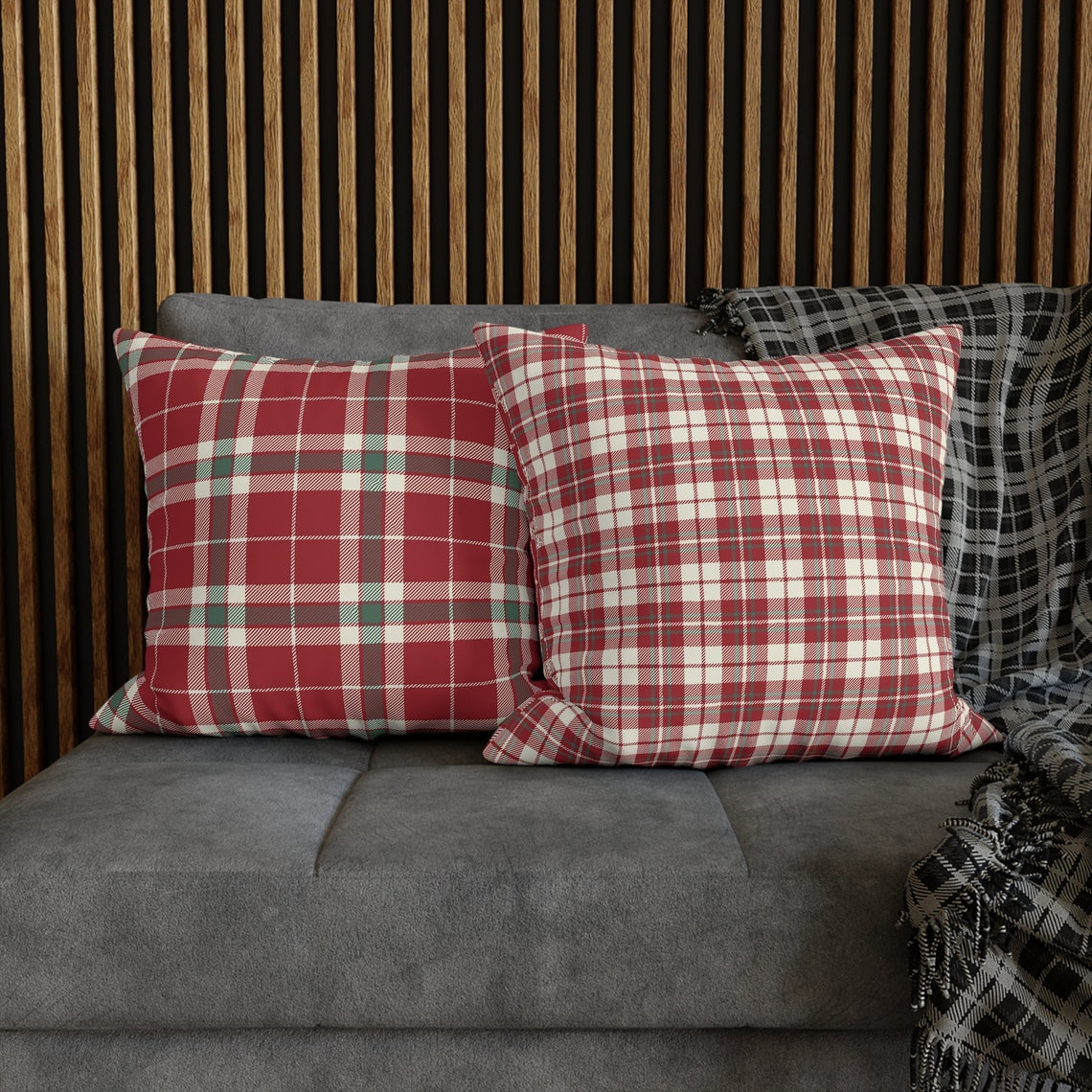 Vintage Red Green Plaid Pillow Tartan Plaid Christmas Pillow - Etsy