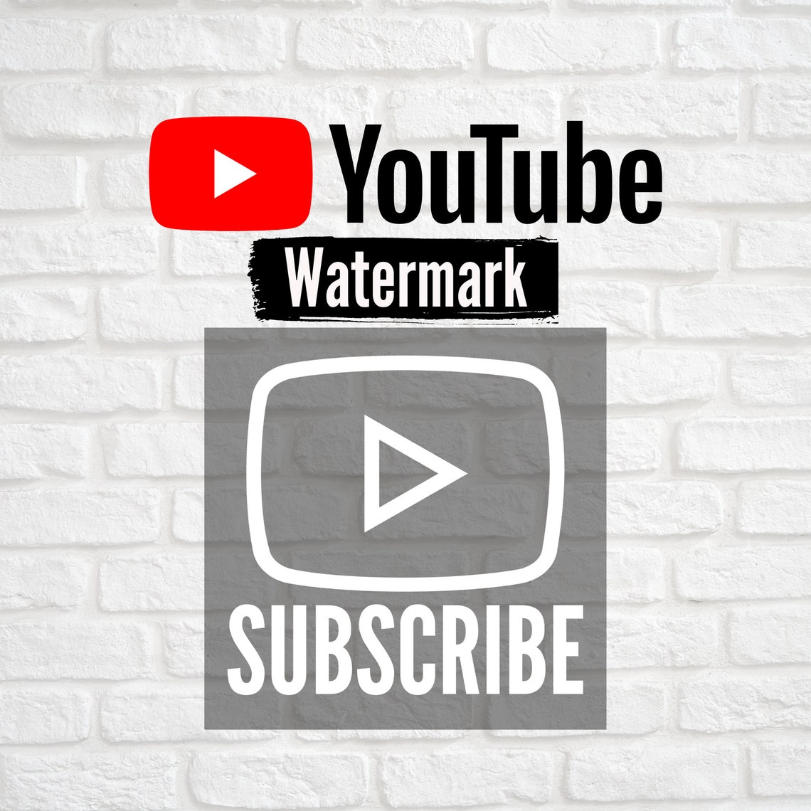 Youtube Subscribe WATERMARK All White instant Download 1 PNG File ...