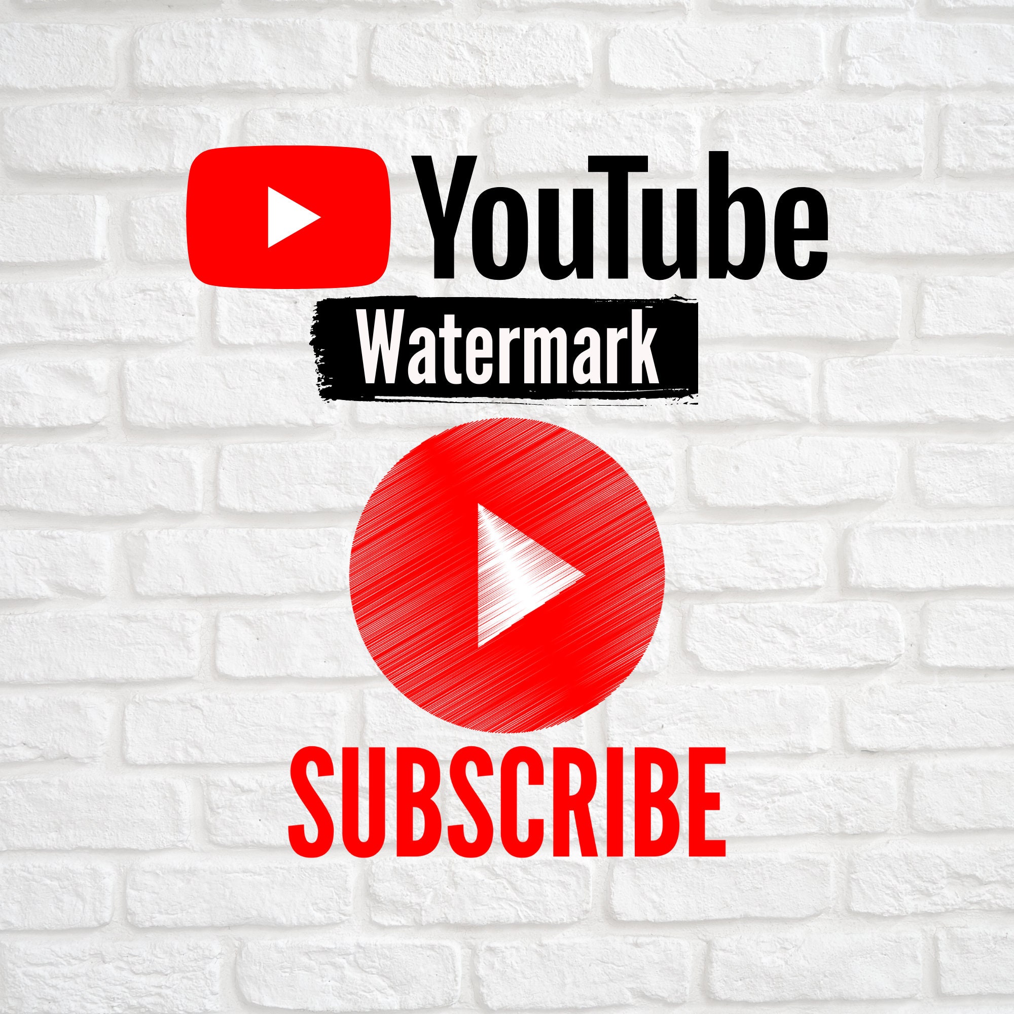 Youtube Subscribe WATERMARK Washed instant Download 1 PNG File Branding ...